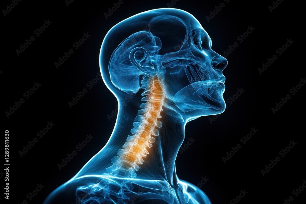 Lateral X-ray View of Human Neck Laryngopharynx Hypopharynx Anatomy 3D ...