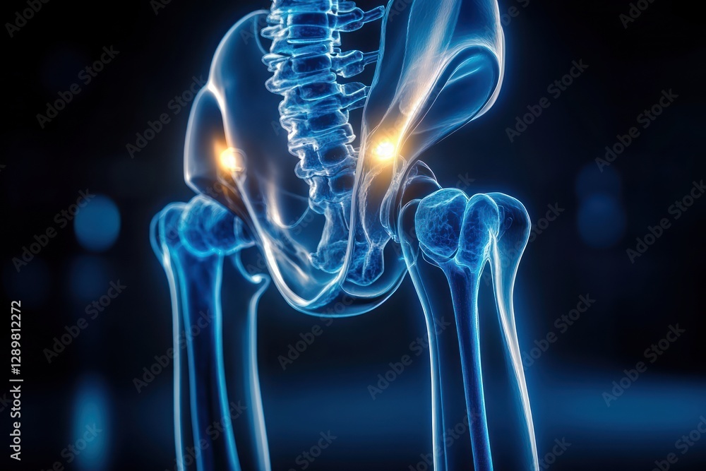3D Illustration of Hip Joint Implant Femoral Head Prosthesis Total Hip ...