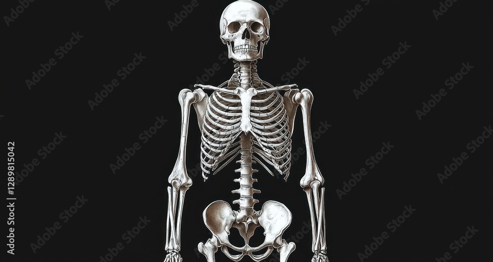 Human Skeleton Anatomical Illustration Male Skeleton System 3D ...
