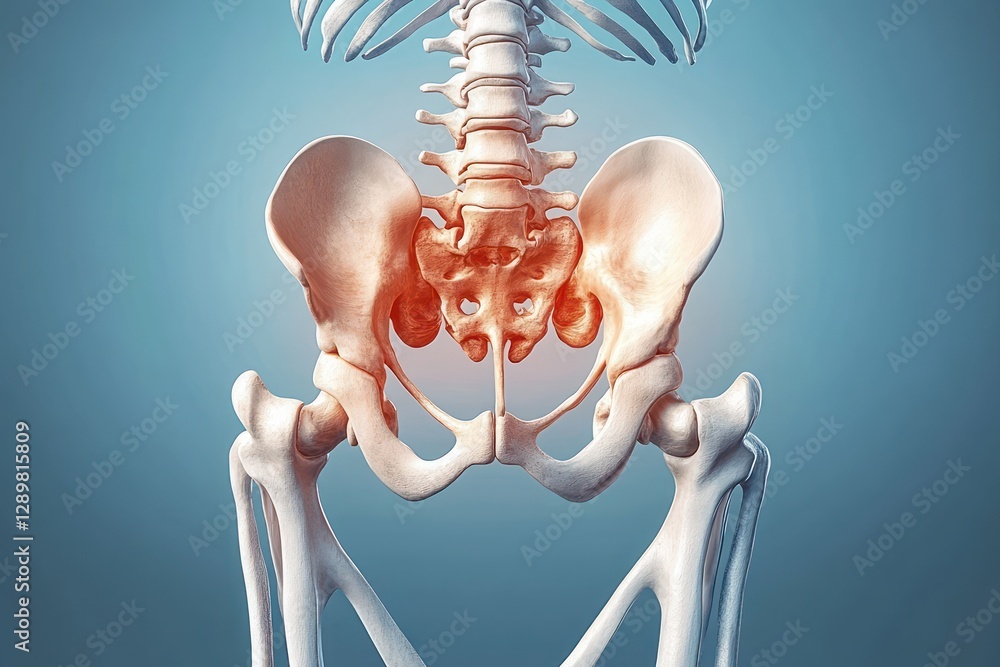Human Skeleton Anatomy Detailed Illustration of Pelvic Girdle Pelvis ...