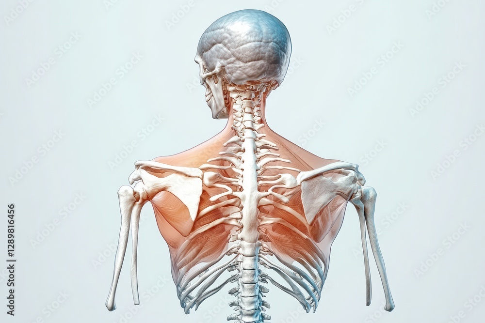 Human Skeletal System Illustration of Scapula Shoulder Blade Bones with ...