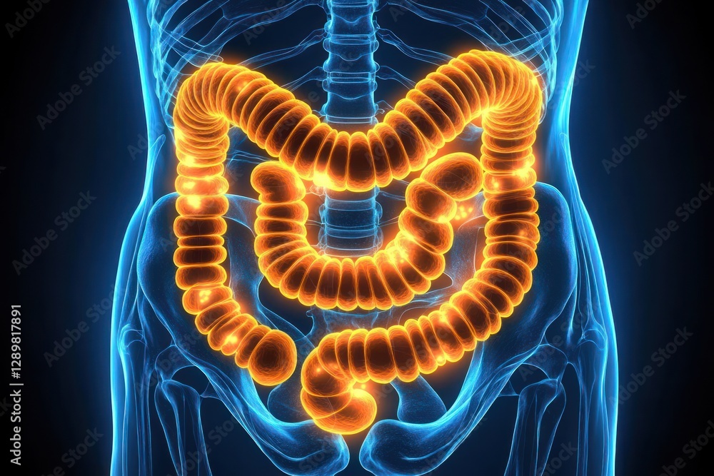 Detailed Illustration of Human Digestive System with Vibrant Large ...