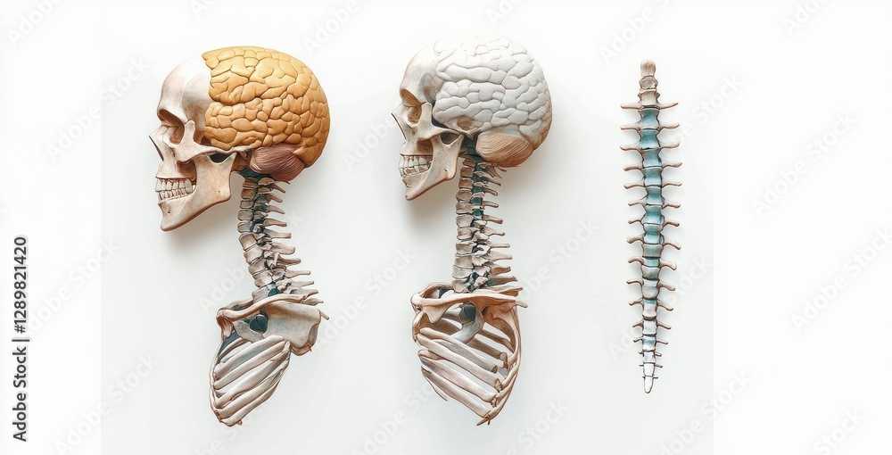 Human Vertebrae Spinal Column Anatomy Illustration with Cervical ...