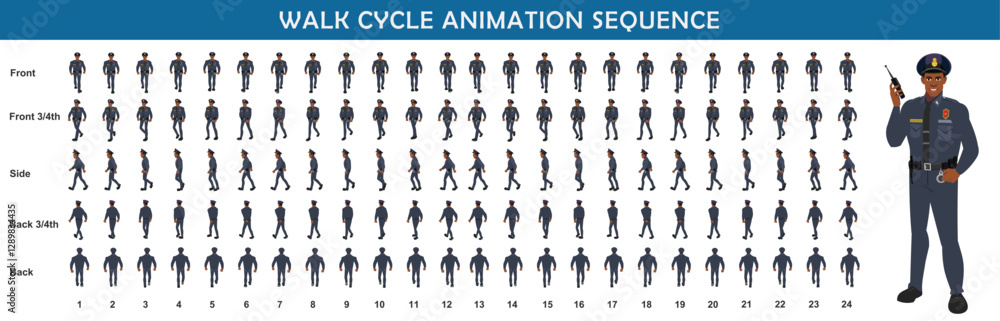 Police Officer Character Design Model Sheet. Man, Character design ...