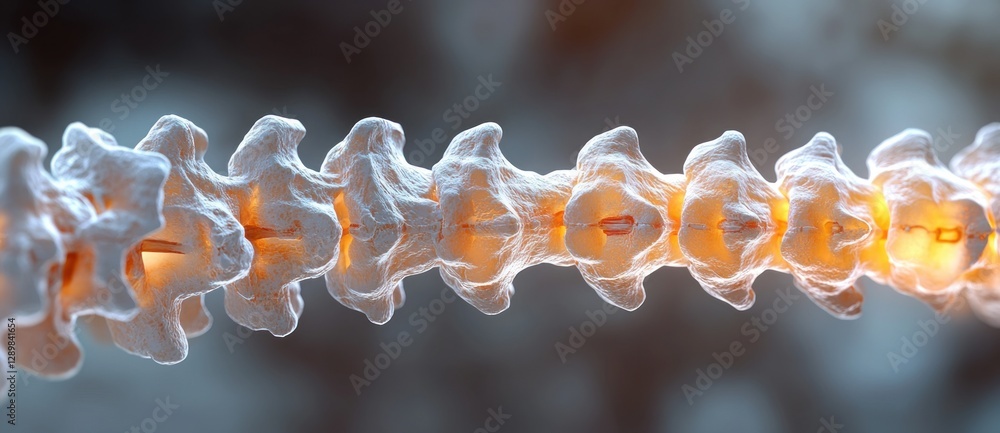 Detailed Anatomical Illustration of Human Spine with Cervical Vertebrae ...