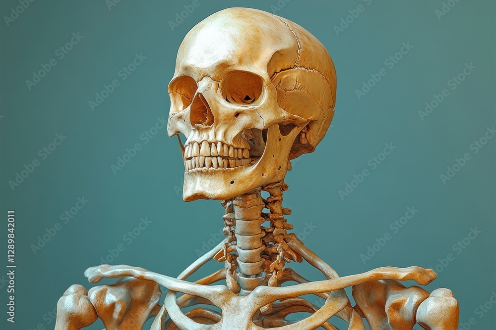 Hyper-realistic Anatomical Illustration of Human Skeleton Emphasizing Pelvis Sacrum Coccyx and ...