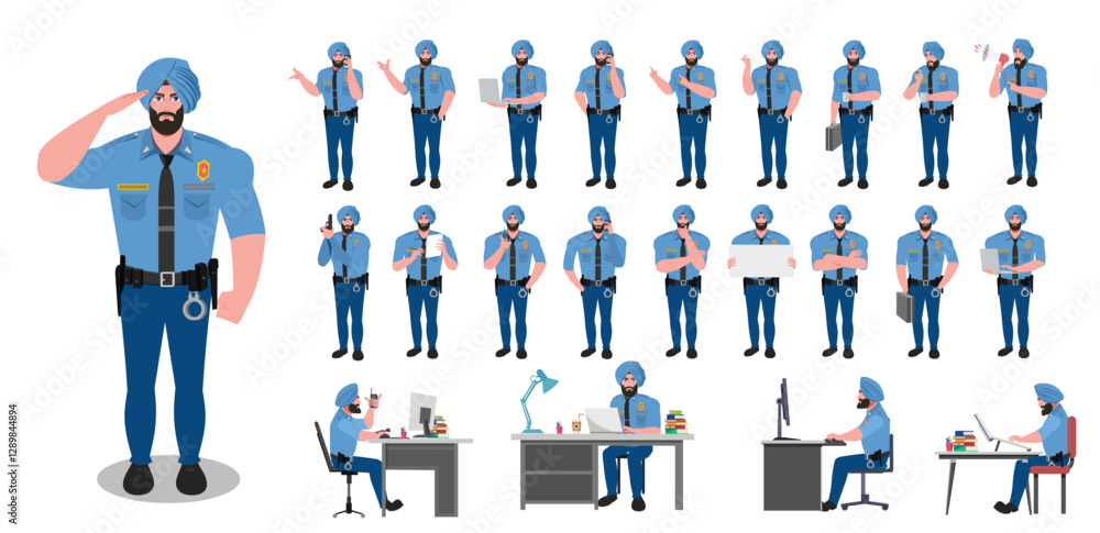 Police Officer Character Design Model Sheet. Man, Character design ...