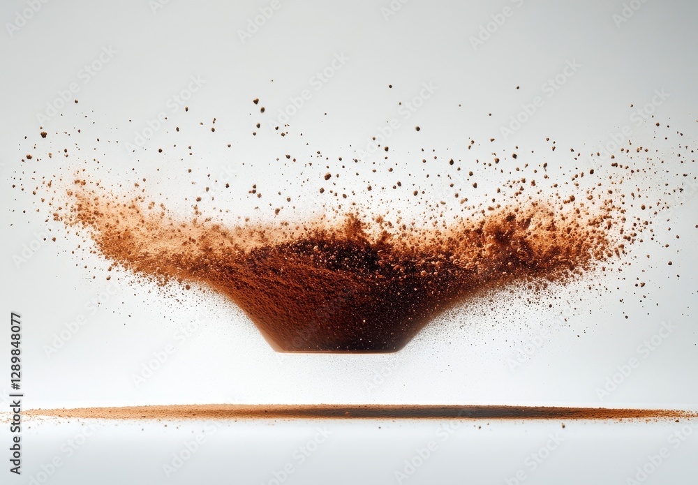 Floating Brown Powder Creates Artistic Pattern in Air and Surface Stock ...