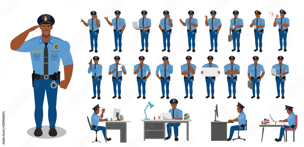 Police Officer Character Design Model Sheet. Man, Character design ...