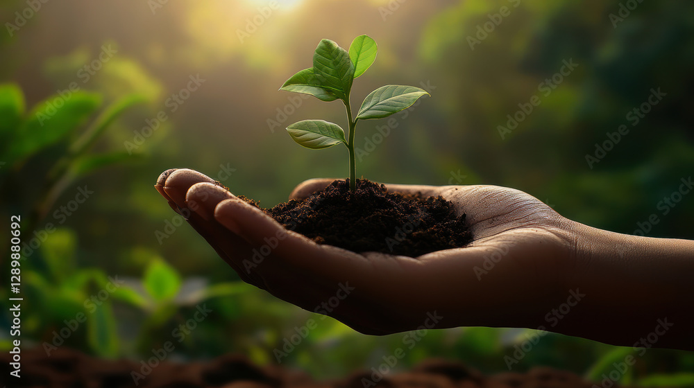 This image captures the essence of nurturing nature and the importance ...