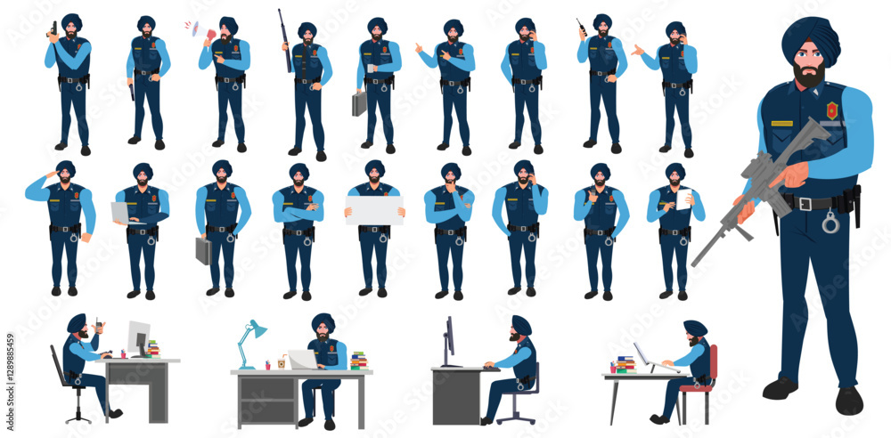 Police Officer Character Design Model Sheet. Man, Character design ...