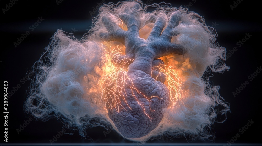 Human Heart Anatomy Electrical Signals Cardiac Conduction 3D Render ...