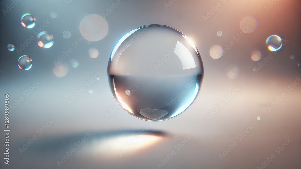 4K Realistic 3D Rendered Crystal Clear Glass Sphere Reflective ...