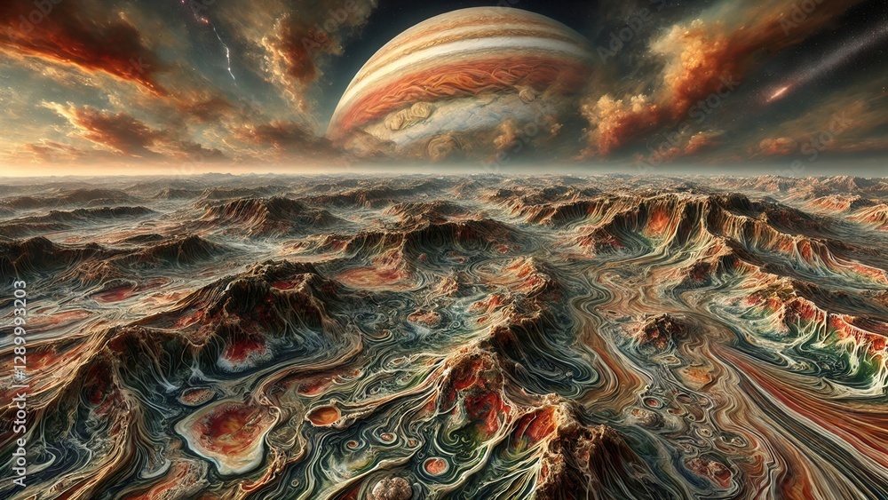 4K Realistic View of Jupiter Surface, Covered in Swirling Pattern ...