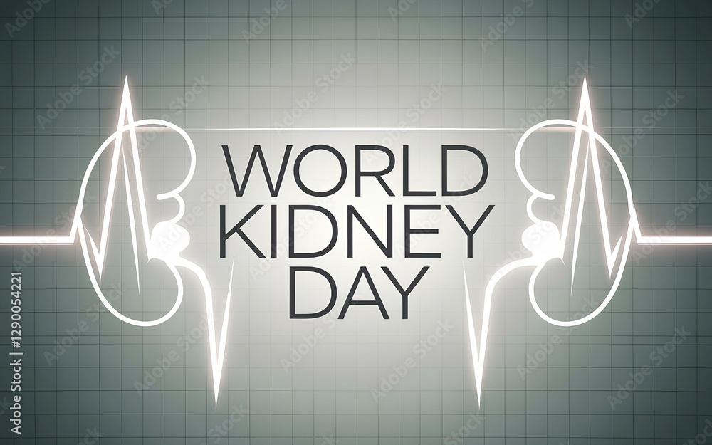 World Kidney Day Text in Striking Font with Heartbeat Line Forming ...