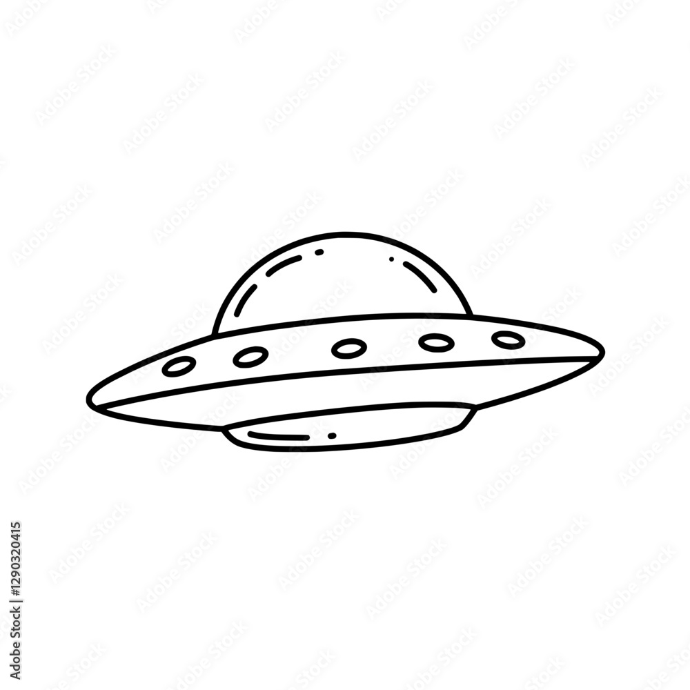 UFO Outline in Flight: A captivating, minimalist black outline of an ...