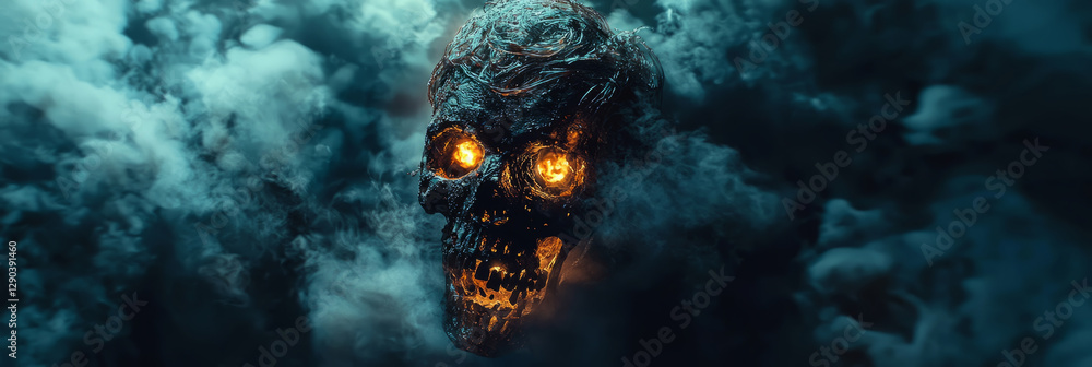 Creepy floating Death with a rotting face, glowing eyes, and swirling ...