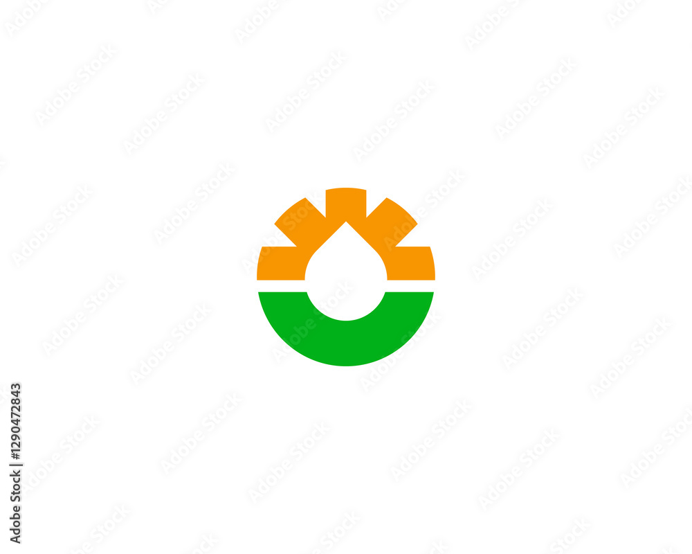 Water drop logo. Creative sun and greenery symbol. Solar energy sign ...