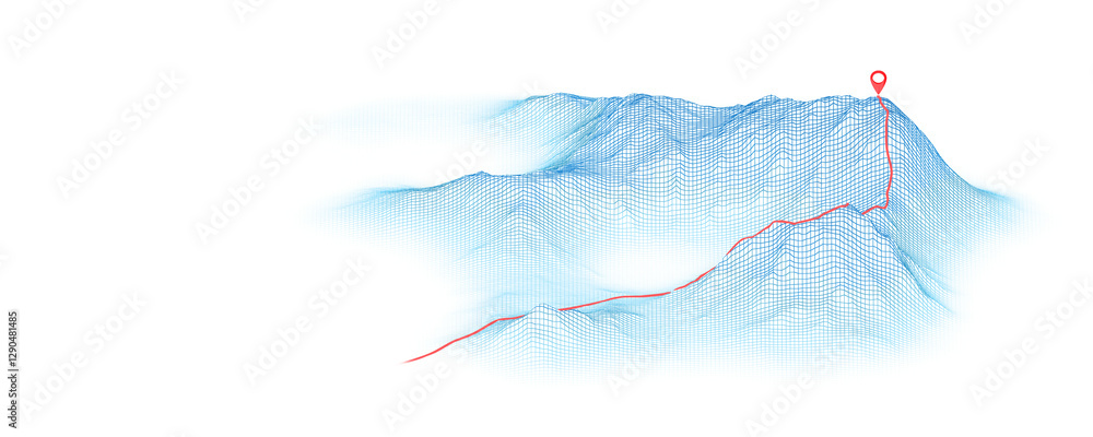 Banner of mountain route with a red point marking the peak, designed ...