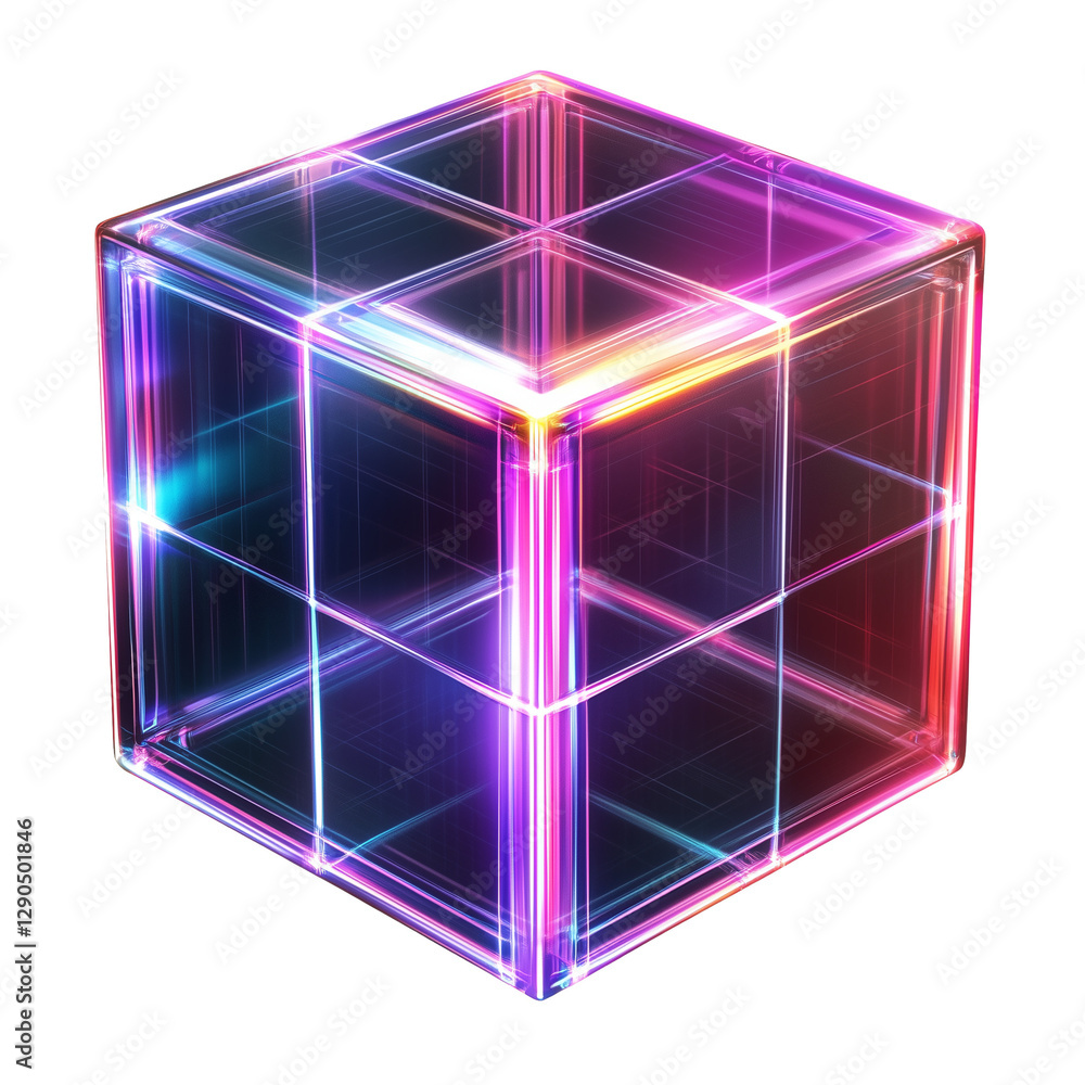 Glowing Tech-Inspired Digital Cube, Sci-Fi Aesthetic, Isolated PNG ...