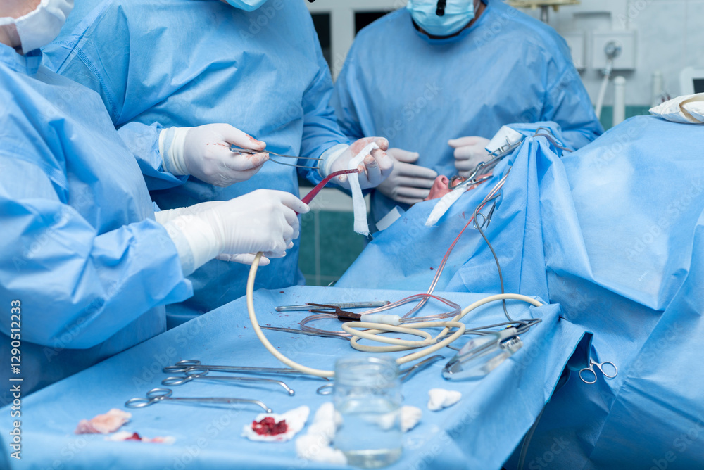 Otolaryngologist performs tonsillectomy, removal of tonsils, ENT ...