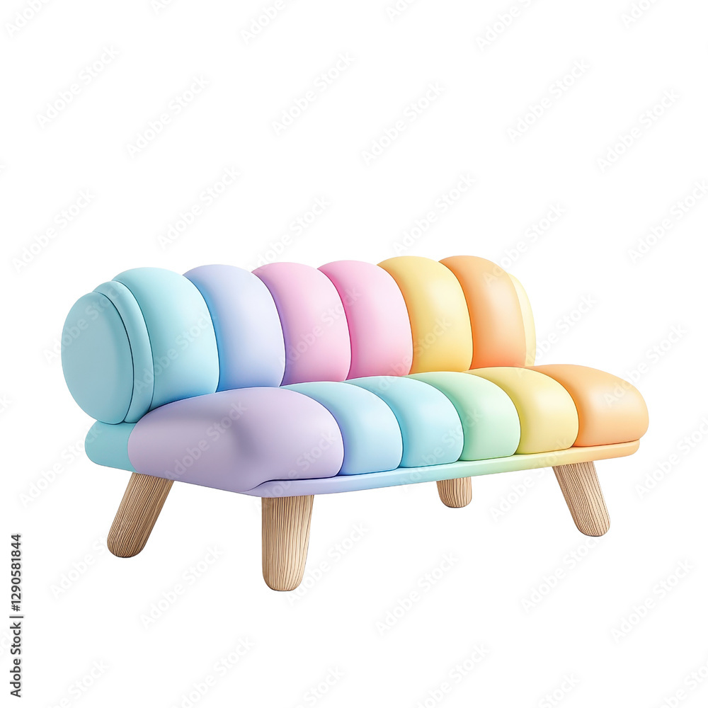 3D cartoon daybed, vibrant and playful, isolated on white background ...