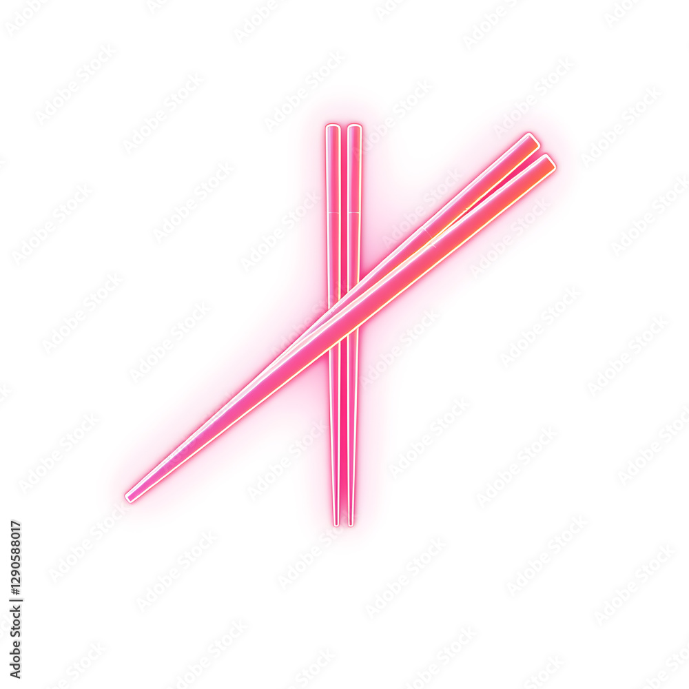 Chopsticks holographic 3D icon. neon symbol vector illustration ...