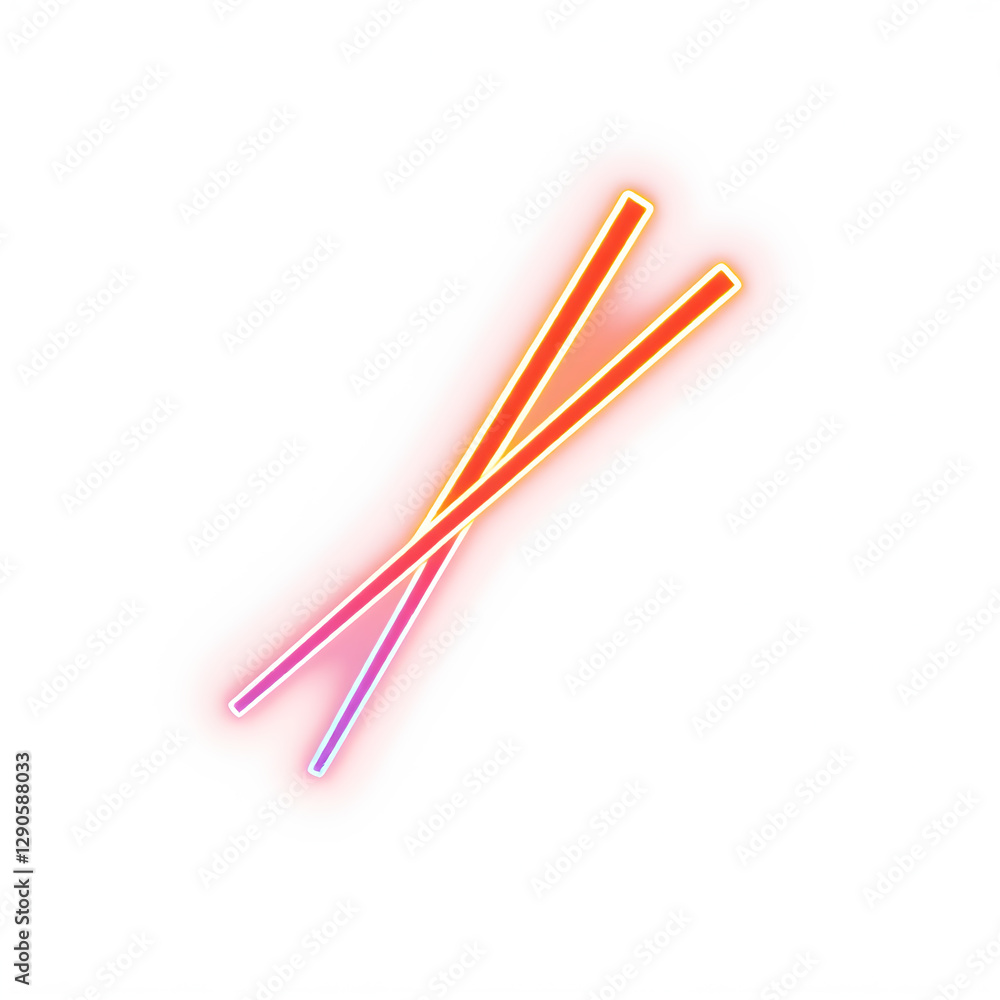 Chopsticks holographic 3D icon. neon symbol vector illustration ...
