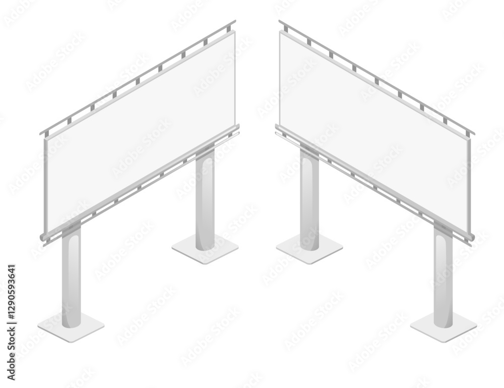 Tall billboard structures with rectangular displays. Metal advertising ...