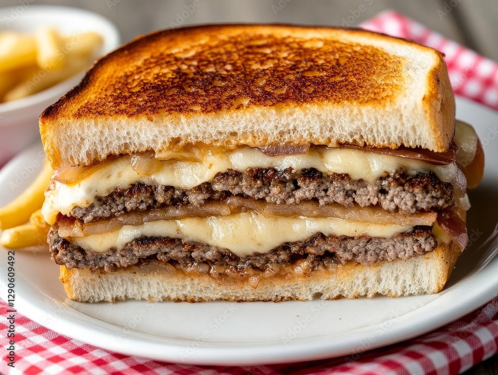 Deliciously whataburger patty melt layered grilled cheese sandwich with ...