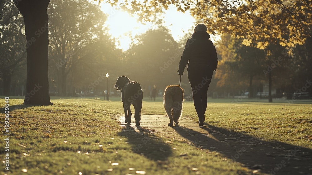 A guide dog leading a blind individual confidently through a park ...