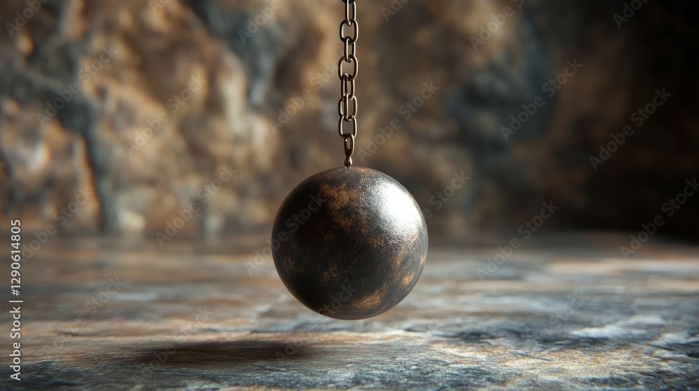 A pendulum swinging back and forth, with gravitational force pulling it ...