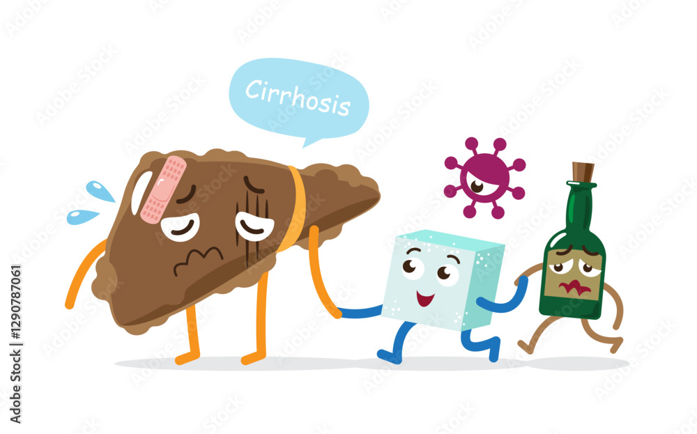Liver cirrhosis with sugar, hepatitis virus, alcohol . Cute medical ...