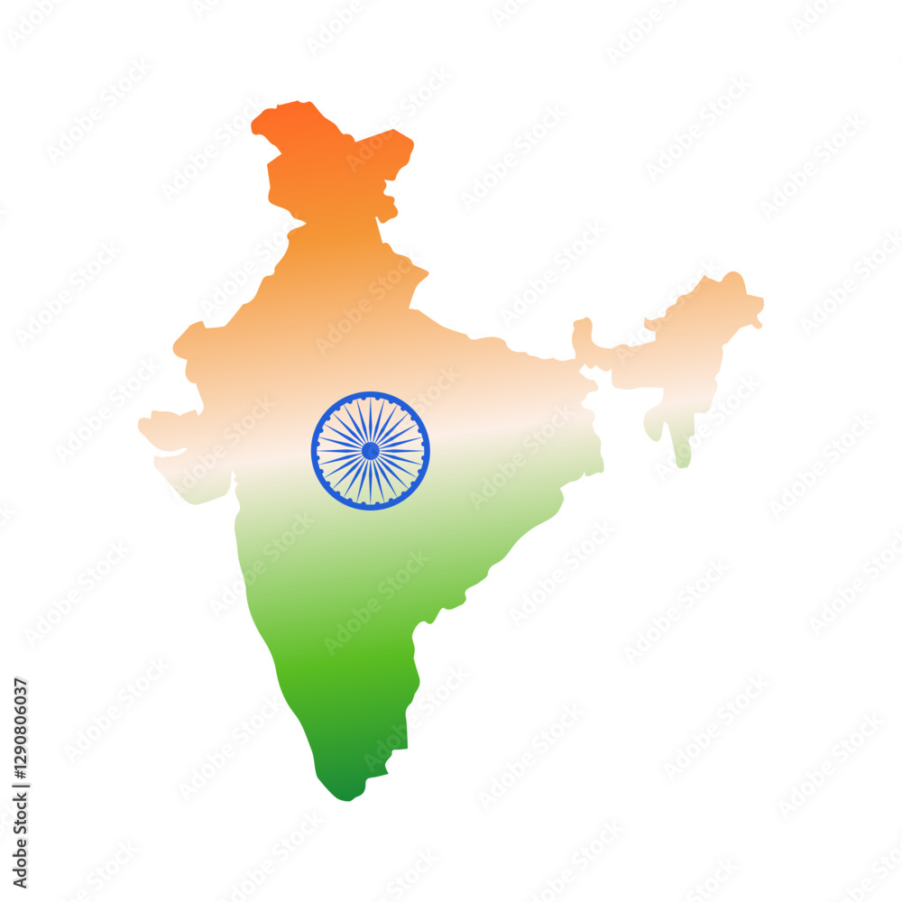 Indian country map with tricolor and ashoka chakra vector illustration ...
