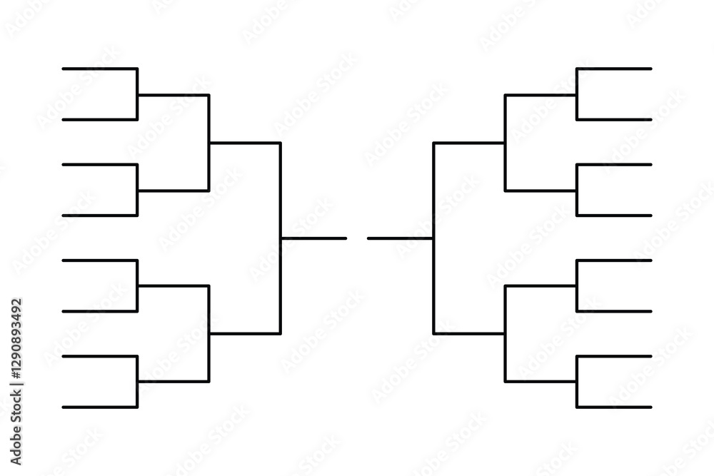 Simple black tournament bracket template for 16 teams isolated on white ...