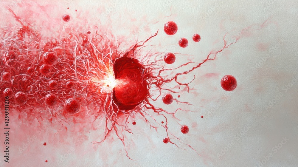 Artistic representation of blood cells flowing through the bloodstream ...