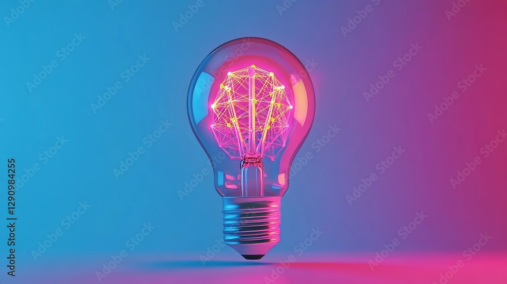 Glowing light bulb with neural network inside, symbolizing artificial ...