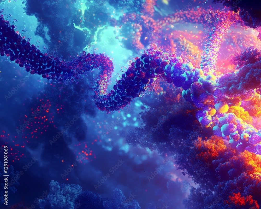 Vibrant digital painting of enzyme binding substrate during glycolysis ...