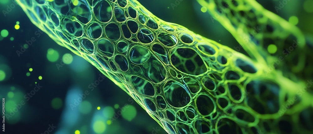 Vivid depiction of plant cell under stress glowing cellular change ...