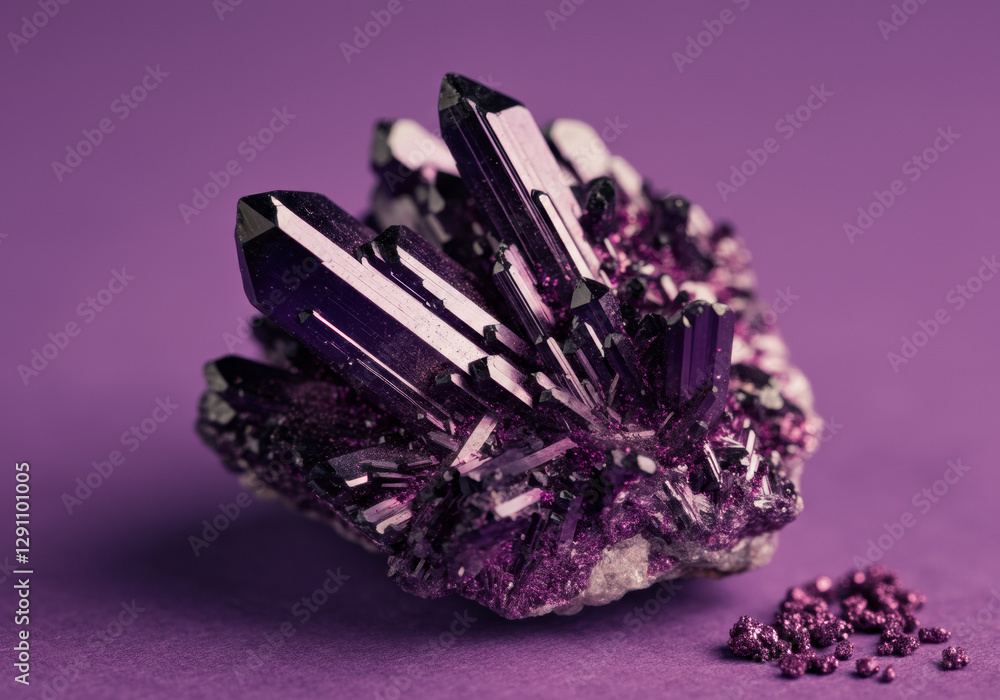 Detailed view of potassium permanganate crystals showcasing vivid ...