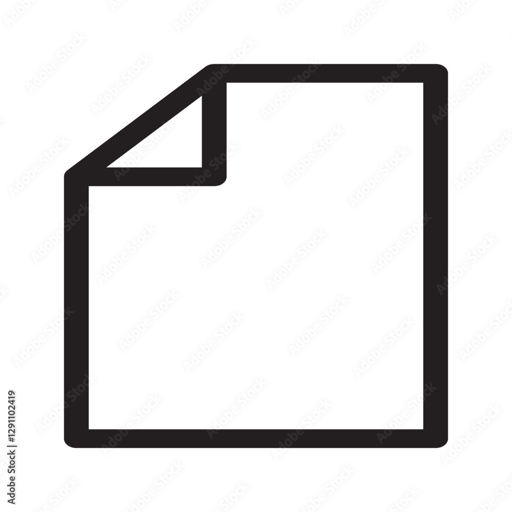 Line icon of a flat paper sheet with sharp corners, representing a ...