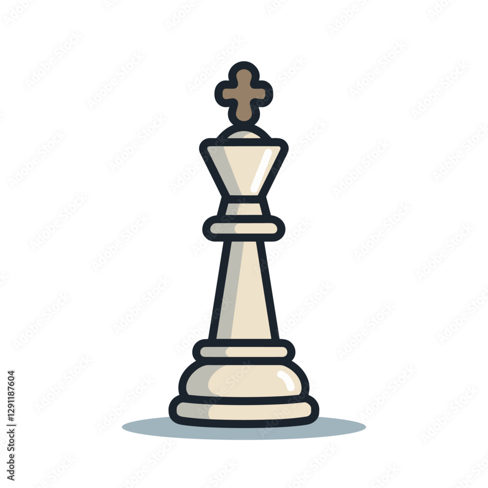 Isolated vector drawing of a chess king Cream colored piece with dark ...