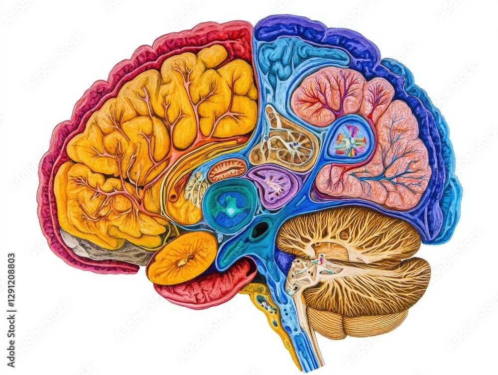 Anatomy of the Human Brain: Colorful Representation of Brain Parts ...