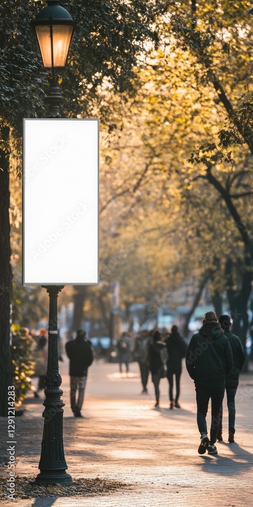 Urban Park Billboard Mockup: Vertical Banner Flag in Nature Walkway ...