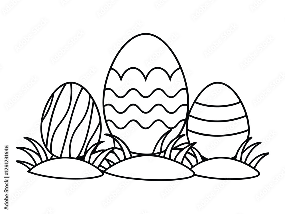 Easter egg coloring page black and white outline printable for kids ...