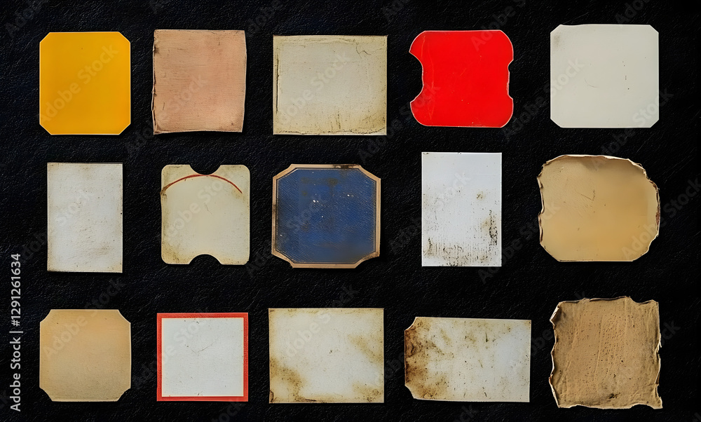 collection of blank old sticker, label, price tag template for mockup ...
