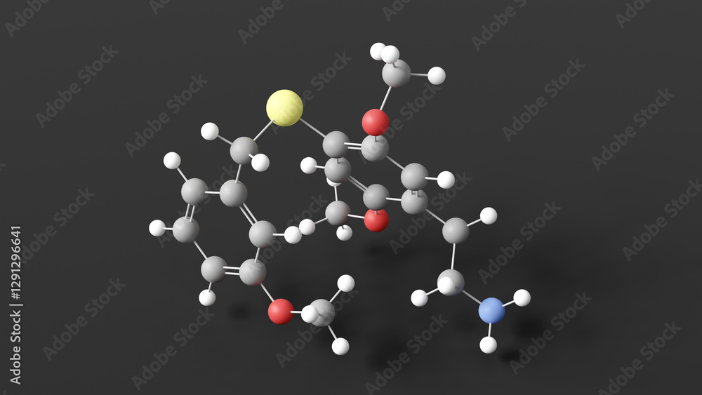 2c-t-33 molecule 3d, molecular structure, ball and stick model ...