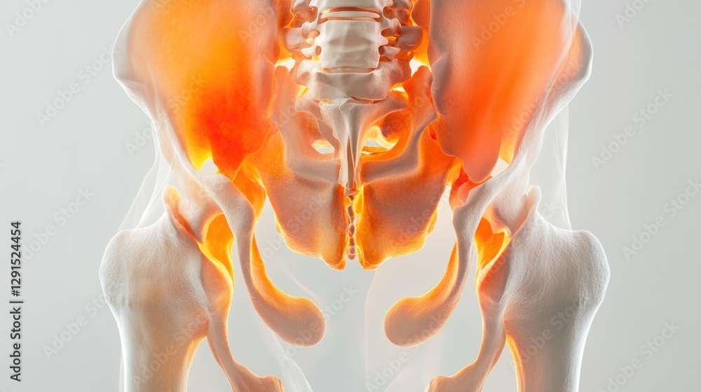 Human Pelvis Anatomy: 3D Medical Illustration of Bone Structure with ...