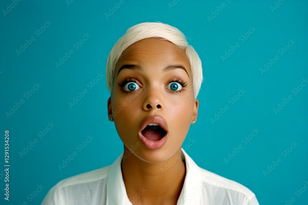 Short haircut - blond hair. Stunning very shocked mixed-race girl - for ...