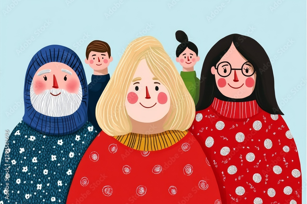 Socially diverse multicultural and multiracial people on an isolated ...